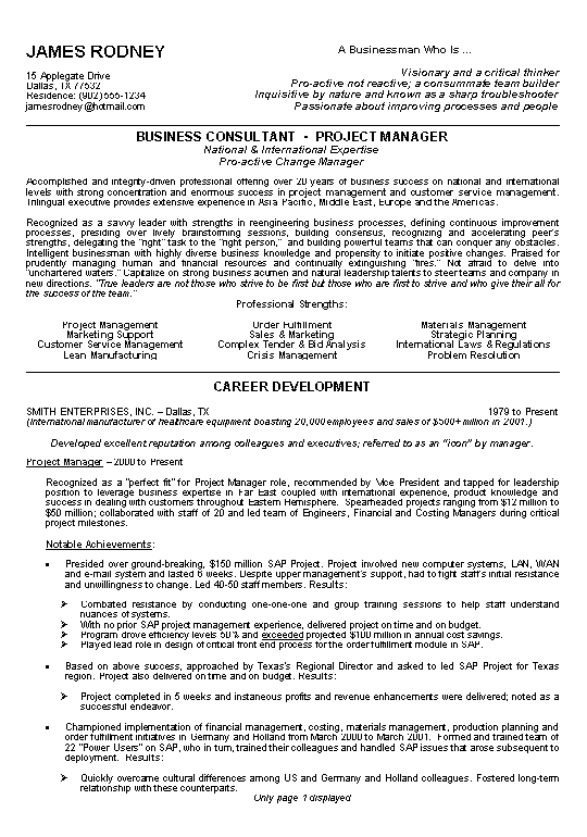 Business Consultant Resume Sample Business Consultant Resume Sample